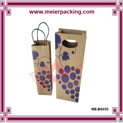 China Cheap logo print Brown kraft Paper wine bag supplier ME-BG035 for sale