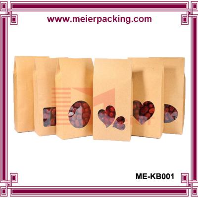 China Side gusset kraft paper bag for food packaging/rown kraft paper bag with window ME-KB001 for sale