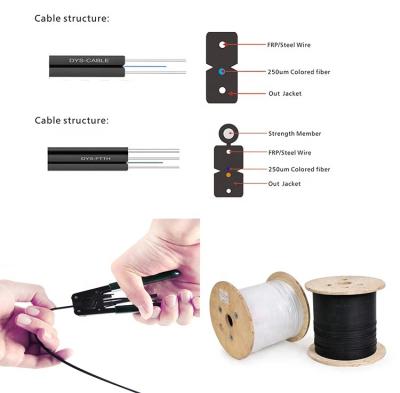 China 1 2 4 Kern-Faser-Optikinnen-/flaches FTTH-Transceiverkabel im Freien zu verkaufen
