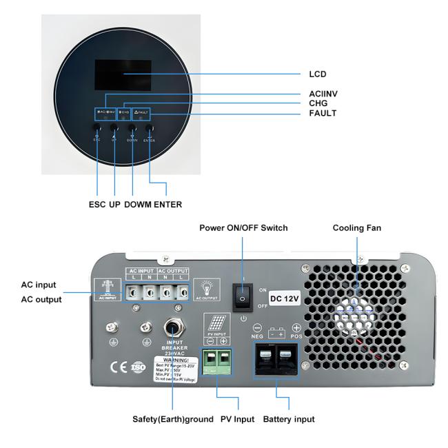 Professional 800W Hybrid Solar Inverter front view