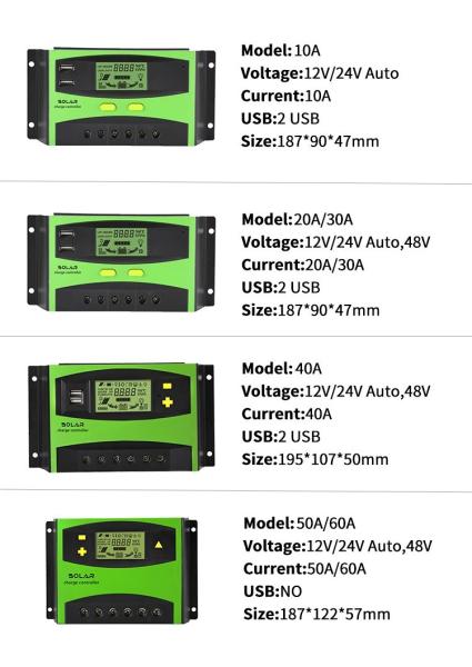 Quality Manual 10A 50A 60A 20A 30A PWM Solar Charger Controllers 24V 12VDC Output Bulb for sale