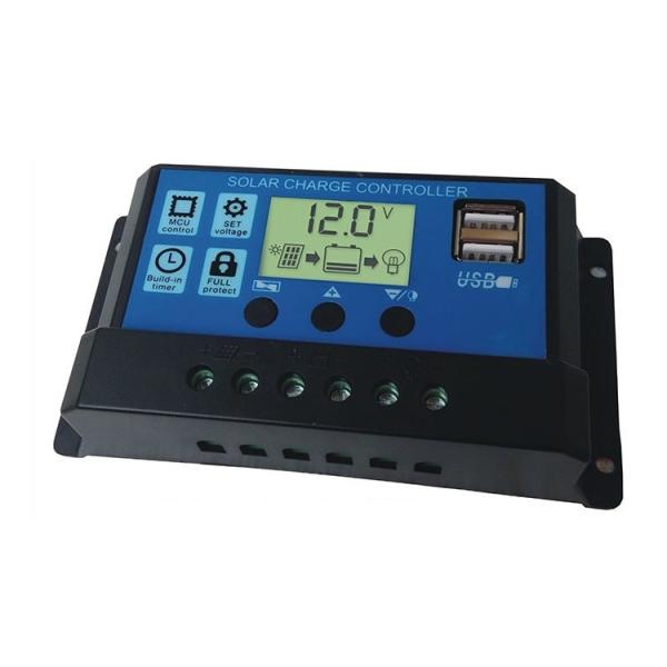Quality Auto PWM Solar Panel Controller 12v 24v 10a 20a 30Amp With LCD Display Dual USB for sale