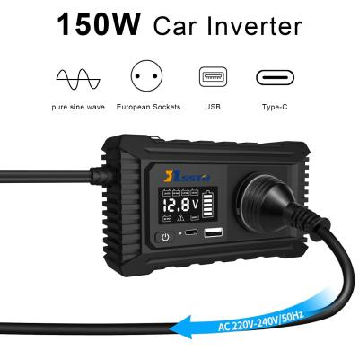 China 150W Pure Sine Wave DC 12V to 110V 220V AC Car Charger Converter Adapter Dual USB Off Grid 200W Car Power Inverter for sale