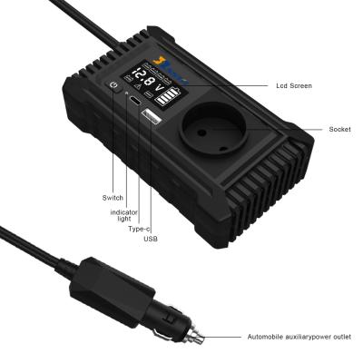 China 150W Pure Sine Wave DC 12V to 110V 220V AC Car Charger Converter Adapter Dual USB Off Grid 200W Car Power Inverter for sale