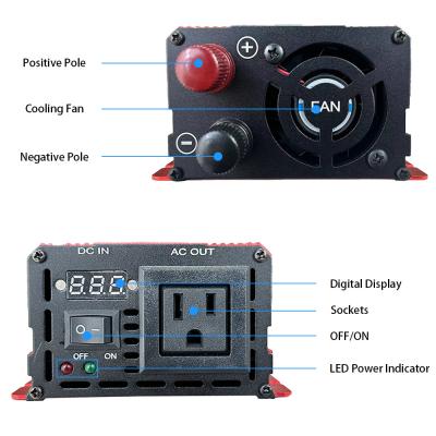 China Single Output Type 800W 1000W 1300W 12V 24V 48V 60V DC to AC 110V 220V Car RV Power Pure Sine Wave for sale