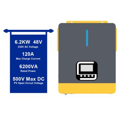 중국 6200w 48vdc 켜고 끄는 그리드 하이브리드 태양 순수 시노파 인버터 납산 배터리 판매용