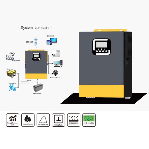 Quality 1.5Kw Hybrid Inverter 24v Hybrid Solar Inverter 348x270x95mm Max PV Voltage 150V for sale