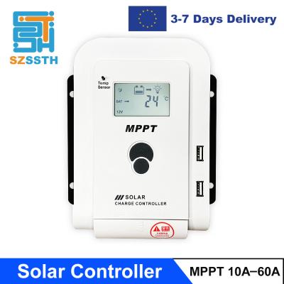 China 24 Hours Work Time 10A 20A 30A 40A 50A 60A Mppt Gel Lifepo4 Lithium Battery Charging Controller 12V 24V Auto Solar Panel Charge Controller for sale