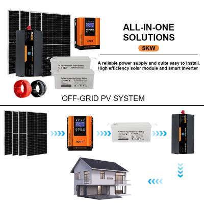 China 5KW Complete Off-Grid Solar Power Kit for Home Use | All-in-One System with Battery & Inverter for sale