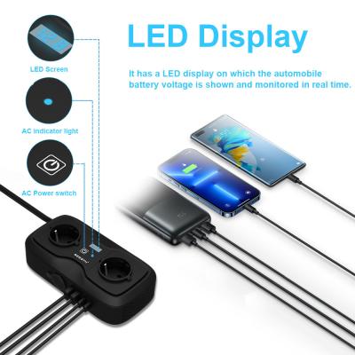 China 200W Universal Car Power Inverter with Digital Display | 12V to 110V / 220V AC Outlet & USB Adapter for sale