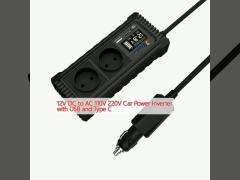 Draagbare 200W Pure Sine Wave Car Power Inverter met USB Type C