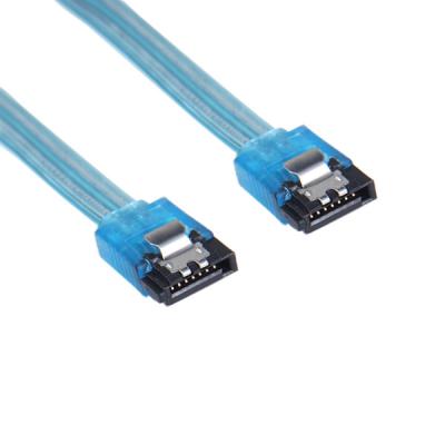 China Factory Wholesale 7pin SATA Cable female to female with Clip Transparent Blue for sale