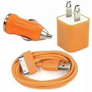 China USB AC Wall Charger and Car Charger+Data Cable for Apple iPod Touch or iPhone4 4S 4G Orang for sale
