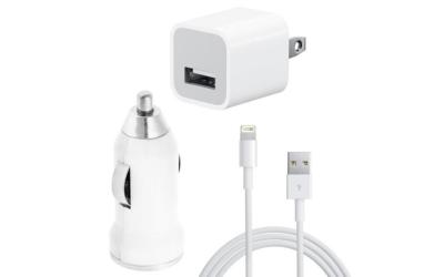 China USB AC Wall Charger and Car Charger+Data Cable for Apple iPod Touch iPhone4 4S 4G white for sale