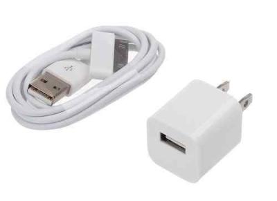 China AC Wall Charger Adapter with iphone 4 Data Sync Cable for G 4S 3GS 3G iPod Touch white for sale