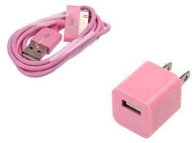 China AC Wall Charger Adapter with iphone 4 Data Sync Cable for G 4S 3GS 3G iPod Touch Pink for sale