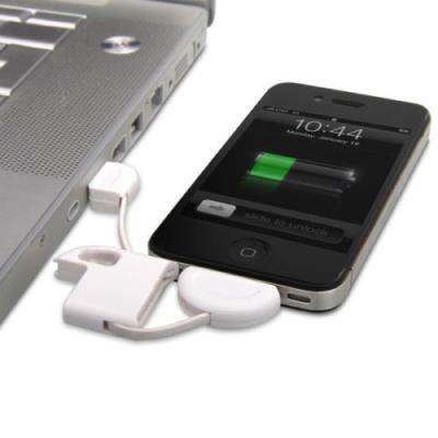 China Brand New Fun & Discreet Keyring USB Sync and Charge data cable for iPhone iPod iPad white for sale
