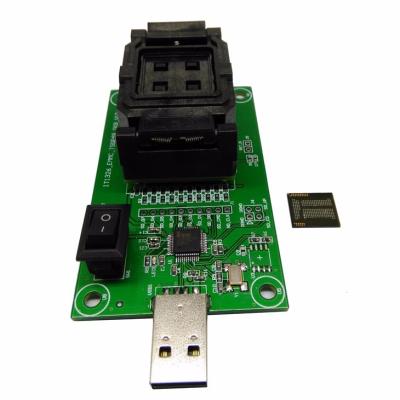 China Clamshell Structure eMCP221 Reader to USB, for BGA 221 testing, size 11.5x13mm, nand flash programmer for sale