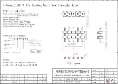 Cina Poliestere femminile diritto dell'intestazione 3P dello SGS Pin Header Connector 5.08X2.5mm in vendita