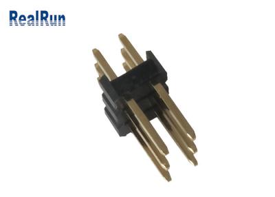 Cina diritto della IMMERSIONE di 3.0A 6P doppio di Pin Header Black PA6T del passo maschio dell'ottone 2.54mm in vendita