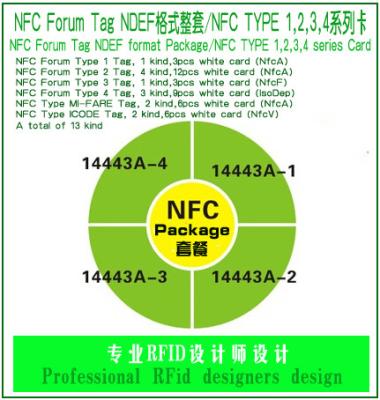 China Paquete del formato de la etiqueta NDEF del foro de NFC, paquete de NFC, TIPO de NFC tarjeta de 1,2,3,4 series en venta