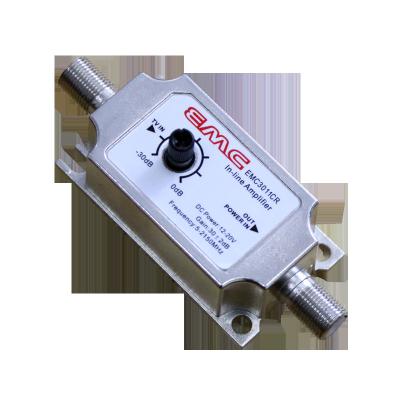 China Signal adjustment function 5-2150MHz satellite in-line Zinc die cast housing amplifier for sale