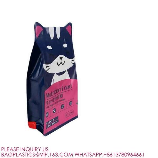 Quality Resealable Aluminum Foil Pouch 5kg 10kg Cat Food Packaging Flat Bottom Pet for sale