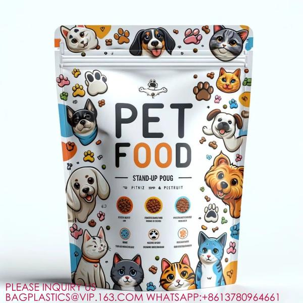 Quality Packaging Stand Up Bag Sealed Aluminum Foil Zipper Bag Medium Size Adult Dog Food Bags for sale