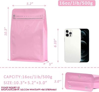 中国 Flat Bottom Pouch with Air Release Valve and Reusable Side Zipper Kraft Paper Coffee Bag 販売のため