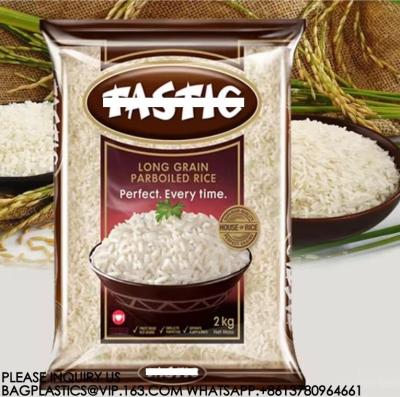 China Custom 10kg 5KG Package Flat Bottom Rice Bag 10l Stand Up Rice Bag With Handy Handle for sale