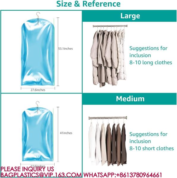 Quality Hanging Vacuum Storage Bags, Vacuum Sealed Bags Clothing Coats Jackets Space for sale
