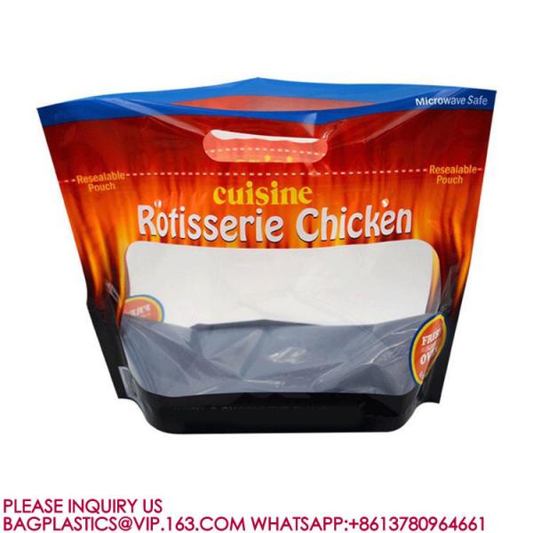 Quality Microwave Hot Chicken Bags Stand Up Pouch Rotisserie Anti-Fog Roasted Roast Chicken Bag for sale