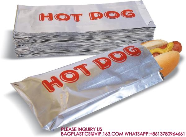 Quality Foil Hot Dog Wrapper, Insulated Grease Resistant Hot Bag Sleeves, Foil Paper Hot Dog Bag for sale