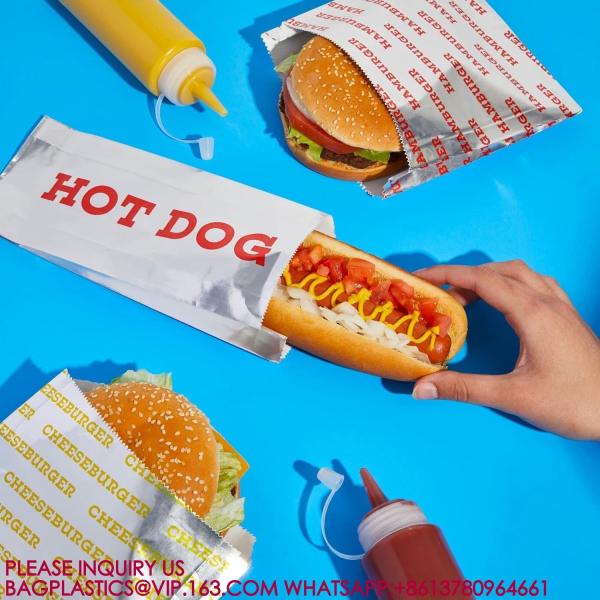 Quality Foil Paper Hot Dog Holders Hamburger Wrapper Combination Pack, Grease Resistant for sale