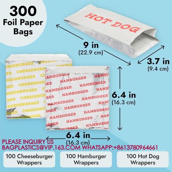 Quality Foil Paper Hot Dog Holders Hamburger Wrapper Combination Pack, Grease Resistant for sale