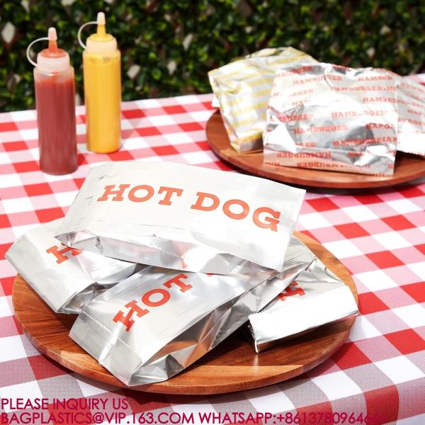Quality Foil Paper Hot Dog Holders Hamburger Wrapper Combination Pack, Grease Resistant for sale