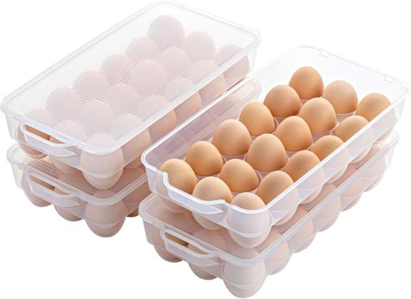 Quality Clear Plastic Egg Holder For Refrigerator, Stackable Egg Storage Trays With Lid for sale
