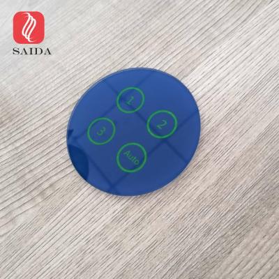 China 3mm clear tempered glass with blue color silk screen printed for transllucent LED lighting switch button for sale
