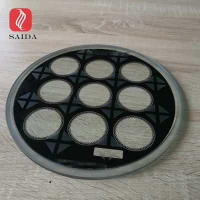 China custom 12mm thickness step black color silk screen printed tempered glass lens for LED lighting for sale