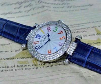 China Franck Muller Swiss Quarz Mot. Double Dianomds Bezel Leather Strap for sale