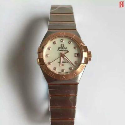 China Omega Constellation Series 8520 Automatic Diamonds Mark Pearl Dial Gold Roma Bezel Lady Wa for sale