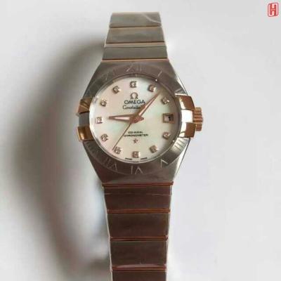 China Omega Constellation Series 8520 Automatic Diamonds Mark Pearl Dial Roma Bezel Lady Watch for sale