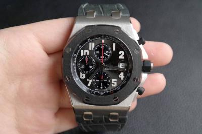 China AP ROYAL OAK OFFSHORE Series Chronogram Second @12 Ceramic Bezel Gray Dial and Leather Wat for sale
