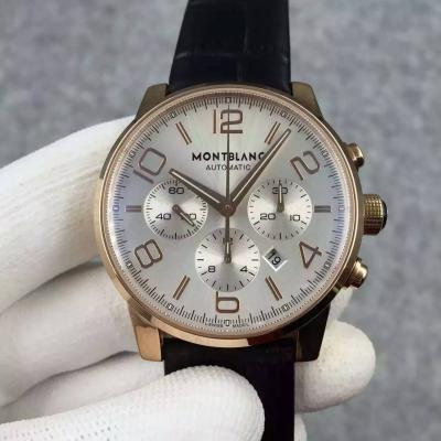 China MontBlanc TimeWalker Chrono 7750 Automatic Rose Gold 42mm Watch Black Leather Strap for sale