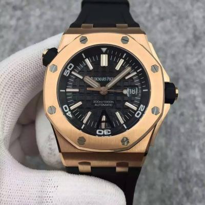 China AP ROYAL OAK OFFSHORE 15703 Automatic 3120 42mm Rose Gold Watch Black Rubber Strap for sale