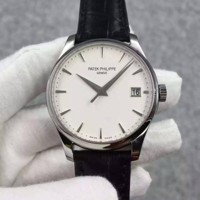 China PP CALATRAVA Automatic Men 39mm Unfold Back Show Movement Watch Black Leather Strap for sale