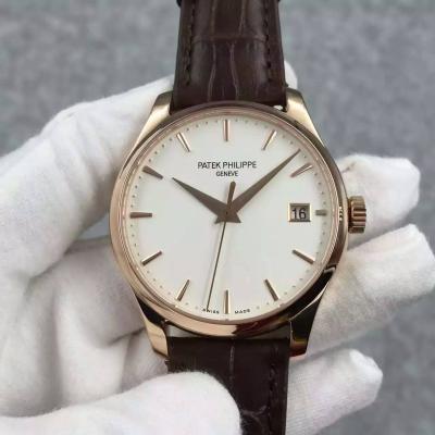 China PP CALATRAVA Automatic Men 39mm Unfold Back Show Movement Rose Gold Watch Brown Leather St for sale