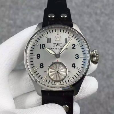 China IWC Big Pilot 46mm Turbine Hand Movement White Dial Watch Black Leather Strap for sale