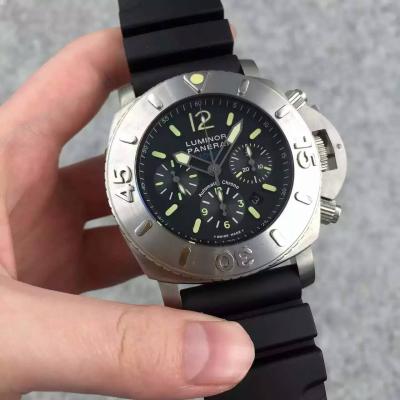 China Panerai Luminor Submersible PAM187 Chrono 7753 Watch With Black Rubber Strap for sale