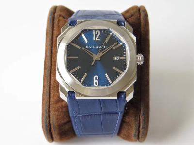 China Bvlgari Octo Solotempo Automatic SS/LE Blue JLF Miyota 9015 - BVG001B for sale